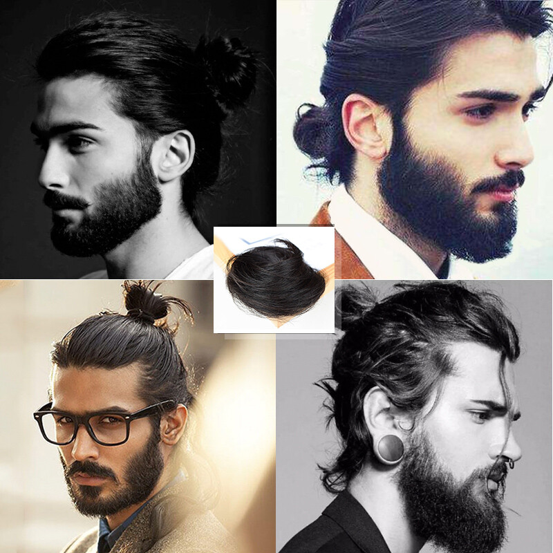 Men Alpha 100% Remy Human Hair Buns Half Circle Hair ball Fluffy Buns ...