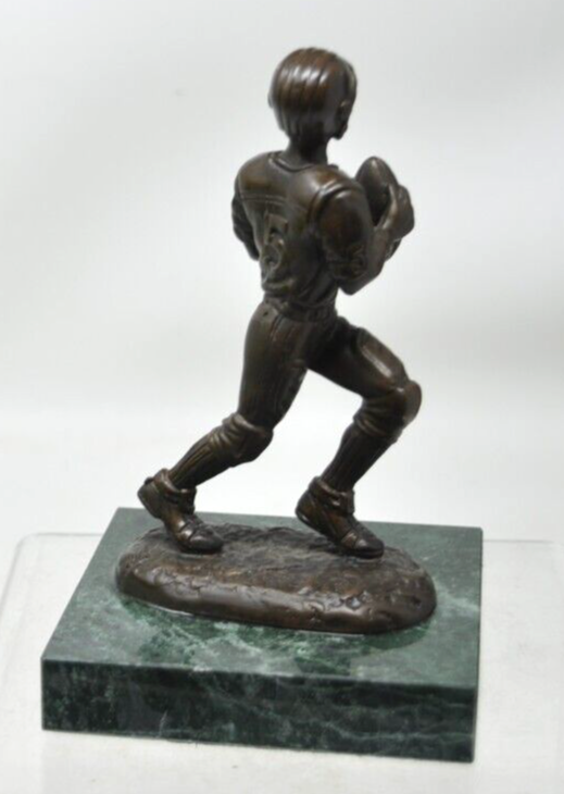 Vintage Bronze Football Player Figurine Trophy Marble Base Andrea Sadek ...