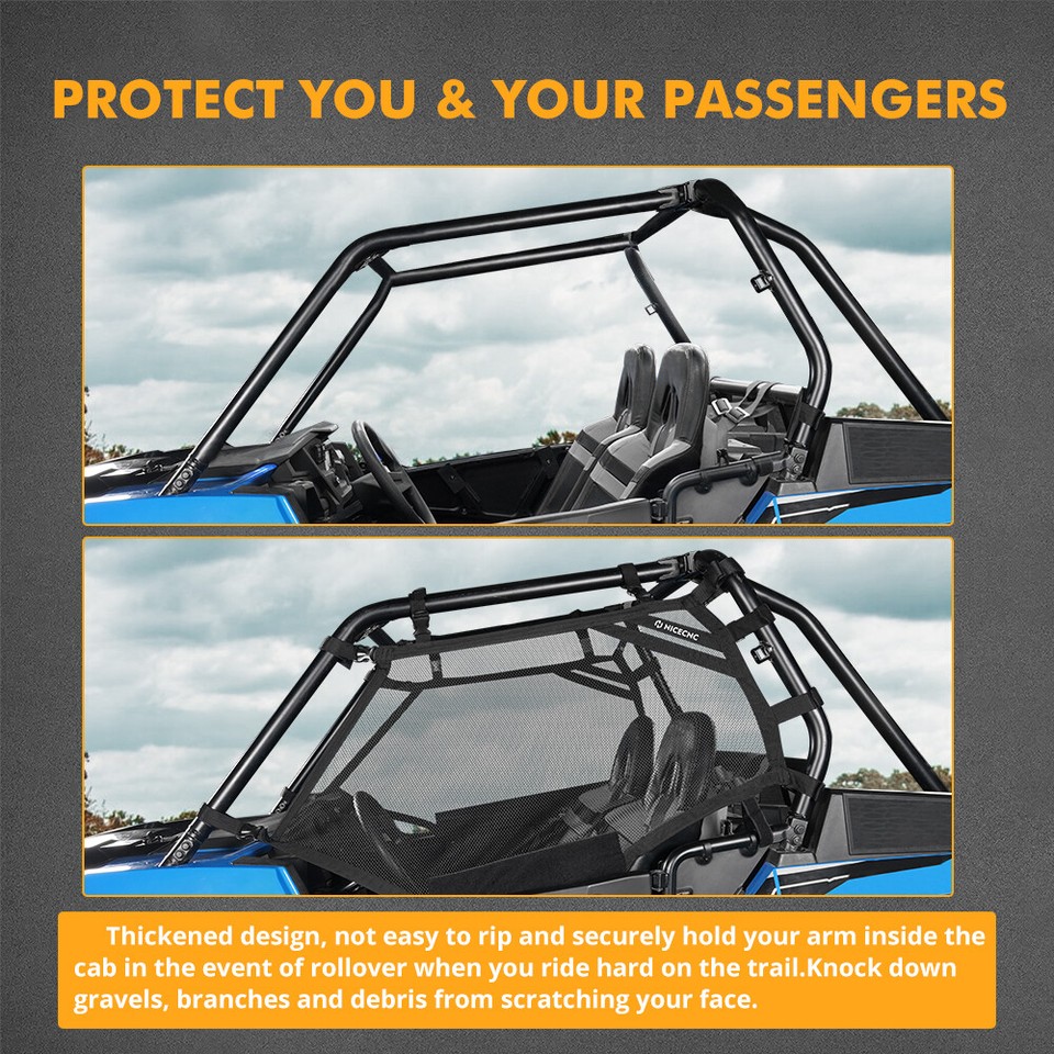 UTV Side Window Net Shield Kit Roll Cage Mesh For Polaris RZR 570 1000 ...