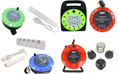 UK Extension Lead Reel Socket 2/4 Gang Way Multi Plug 5M/10M/15M/20M ...