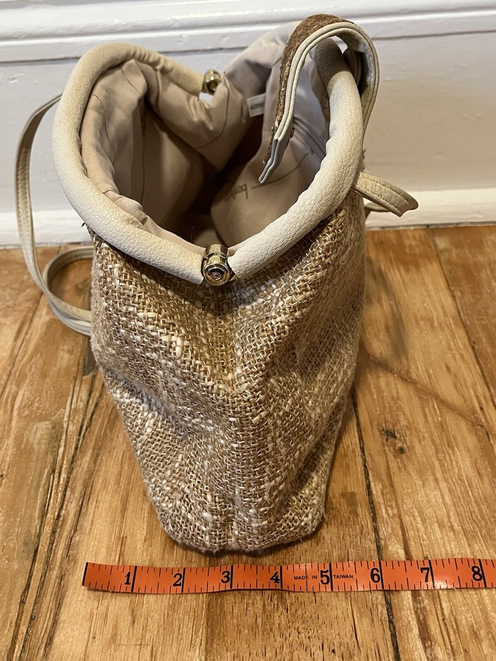 VTG 80s Burlington Woven Burlap Hemp Cotton Lined Hand Bag Purse Boho ...