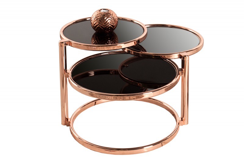 Designer Round Coffee Table Copper Black Side Table REPRO Art Deco NEW ...