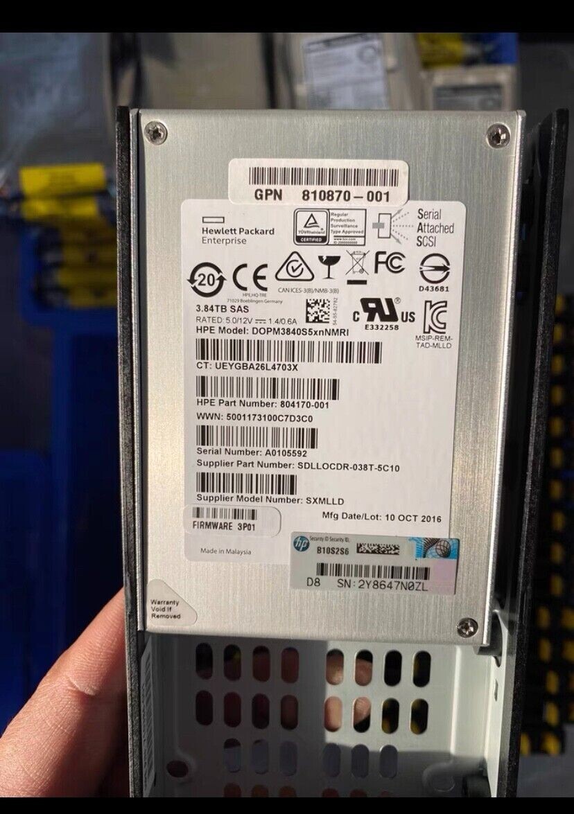 HP HPE 3par 8000 879391-001 3.84tb 12g SAS SSD Area3840s5xnntri P08724 ...