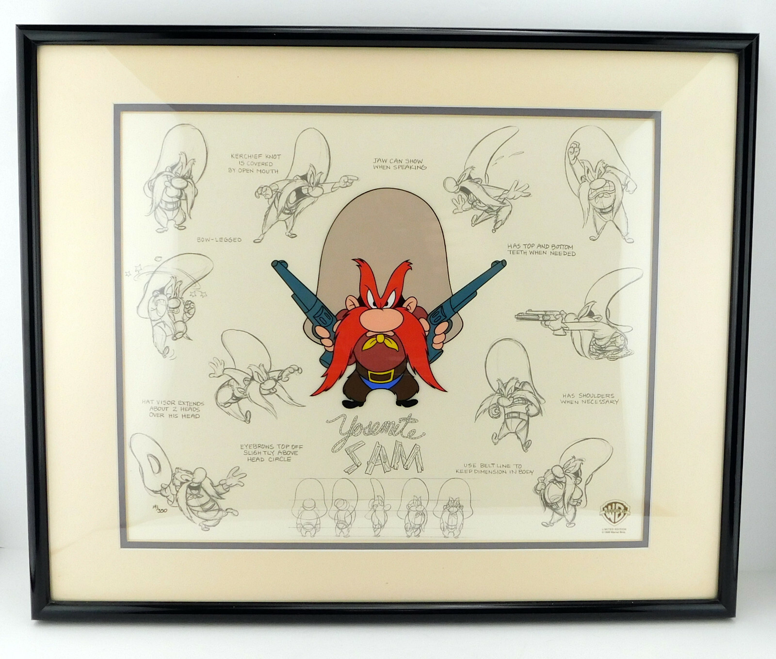 YOSEMITE SAM Limited Edition Model Sheet Warner Bros. Cel Art Cell ...