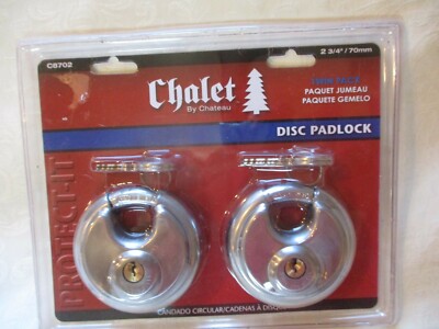 Keyed Alike Padlock Chalet Double Pack Disc Locks 2 in Pack | eBay
