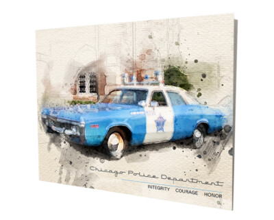 Old Chicago Police Patrol Car Integrity Honor Art Design 16x20 Aluminum ...