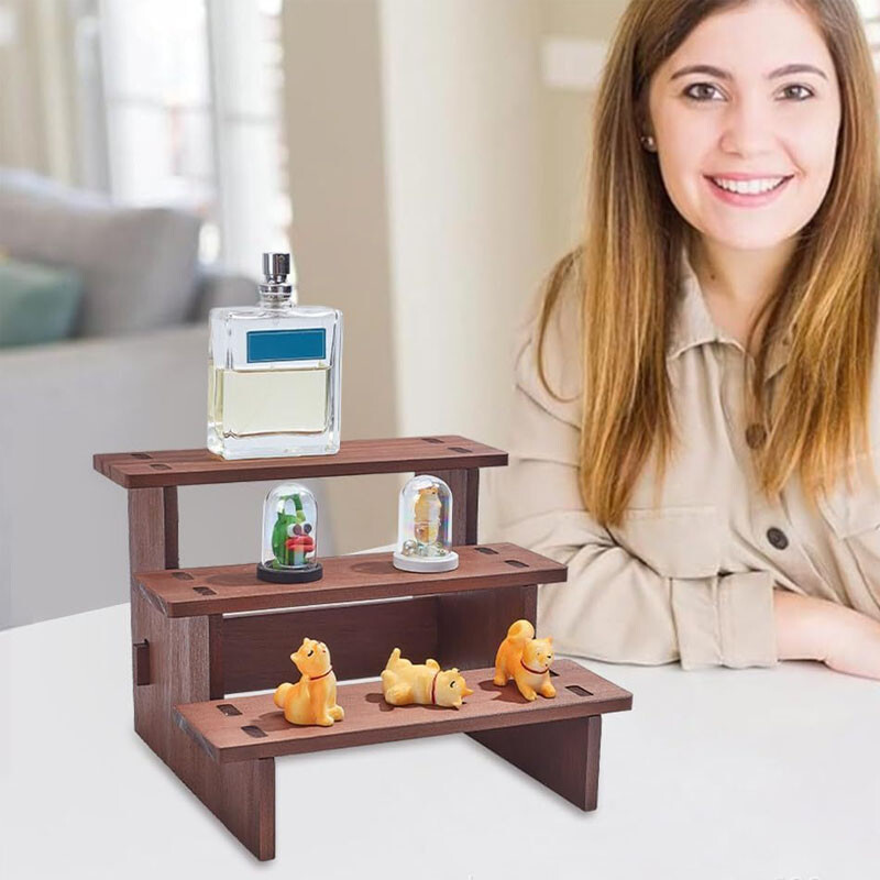 Wooden Display Shelf Organizer Collectibles Display Stand Holder ...