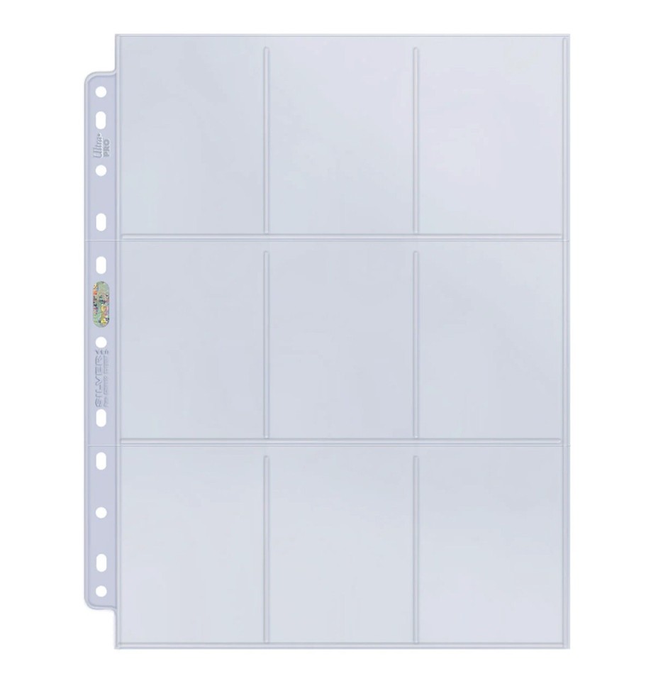 100 ULTRA PRO SILVER 9-POCKET Card Pages Sheets Binder For Sports ...