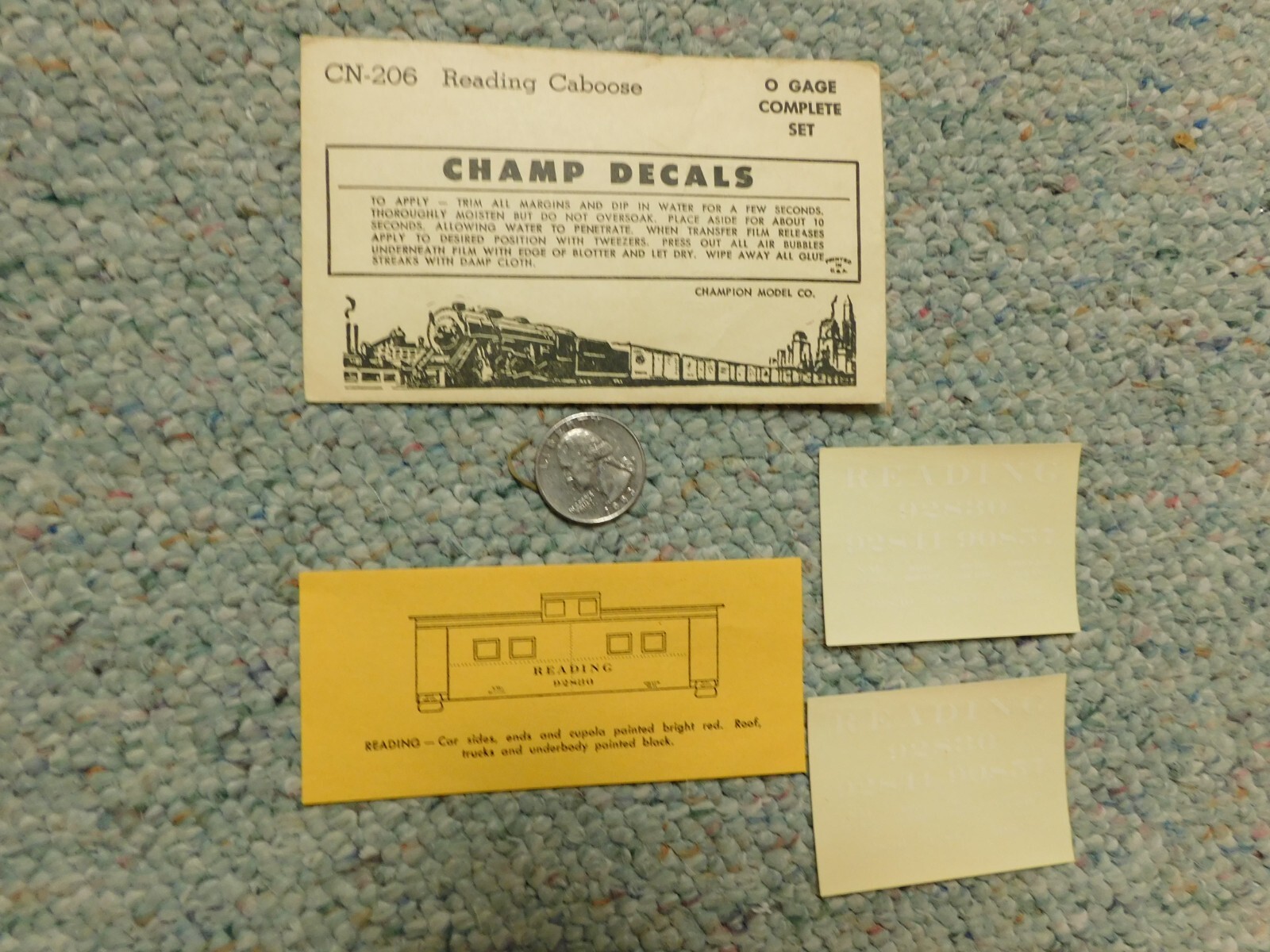 Champ decals O Scale CN-206 Reading caboose white letters S8 | eBay
