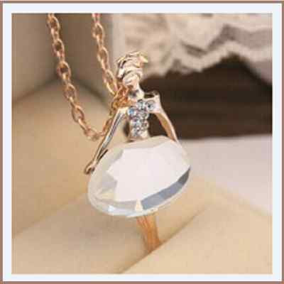 Chain And Pendant With A Dancer In Gold Plated And White Crystal | eBay