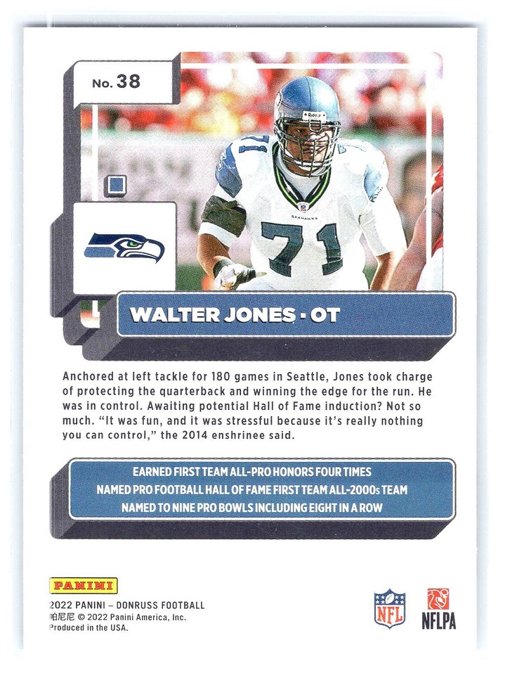 2022Donruss Football #38 Walter Jones Seattle Seahawks | eBay