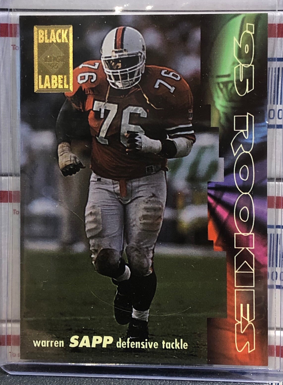 1995 COLLECTORS EDGE WARREN SAPP ROOKIE, #9, BLACK LABEL, BUCCANEERS ...