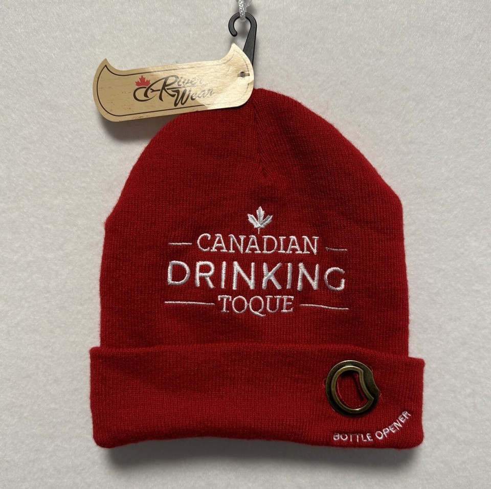 Canadian Drinking Toque Red W/ Bottle Opener Hat River Wear NEW W/ Tag ...