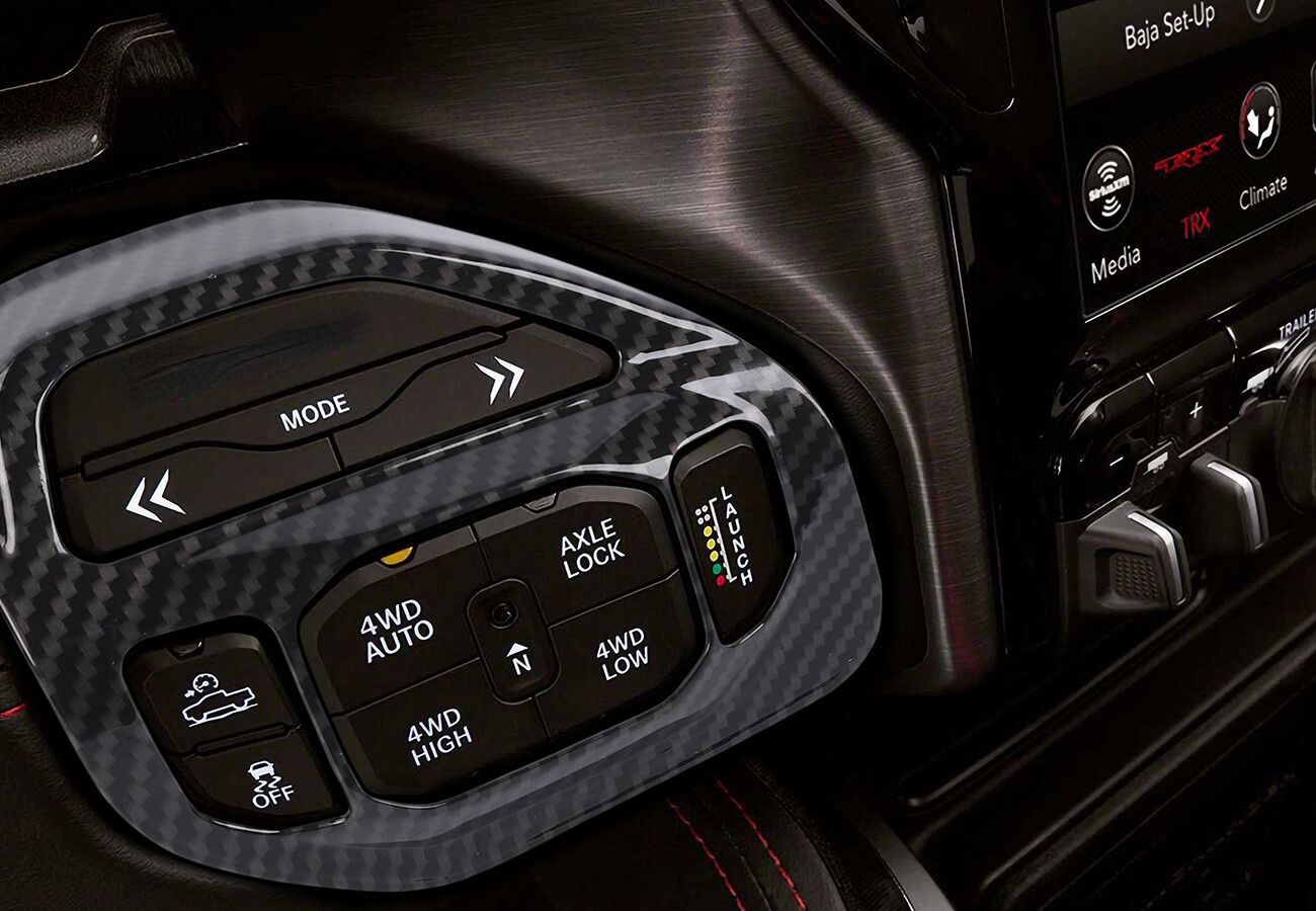 Carbon Fiber ABS Console 4WD Control Panel Cover Trim For Dodge Ram TRX ...