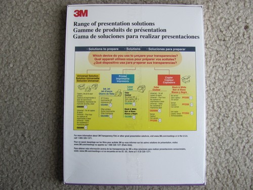 Brand New 3M AF4300 Write-On Transparency Film 8.5" x 11" 100 Count ...