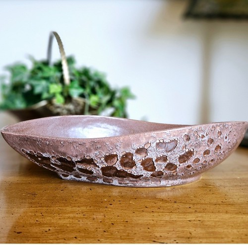 Vintage Synar Ceramics Brown Lava Glaze Abstract MCM Shallow Planter ...