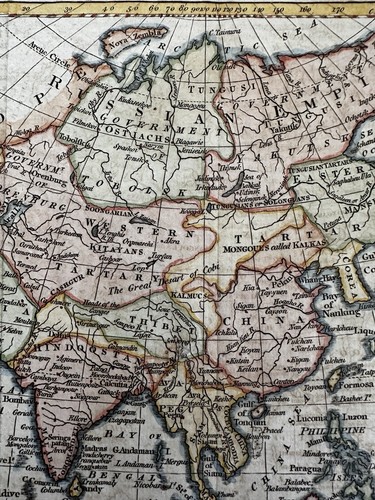 Asia Arabia to China India Korea c. 1790-1810 hand color engraved ...