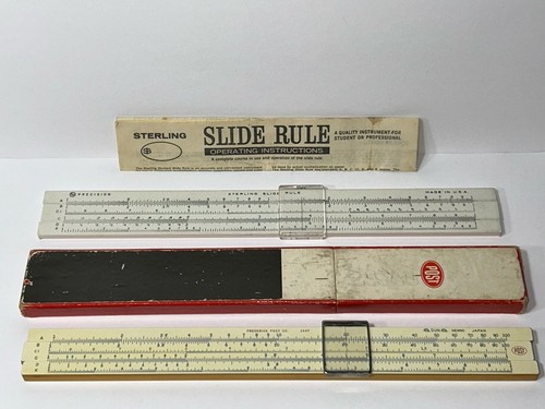 Lot 2 Vintage Slide Rules Post Slide Rule 1447 & Sterling Precision ...