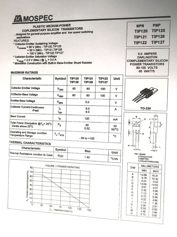 Texas Instruments TIP 122 Power Bipolar Transistor | eBay