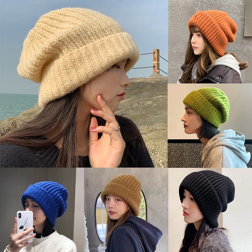 Unisex Beanies Stacking Knitted Bonnet Caps Hip Hop Caps Hat Solid ...