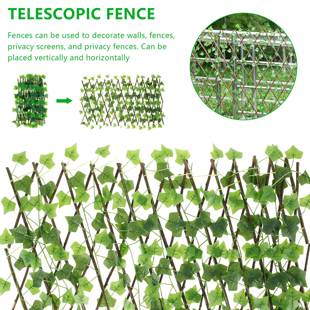 Expanding Trellis Fence Artificial Ivy Privacy Fence Garden Screening ...