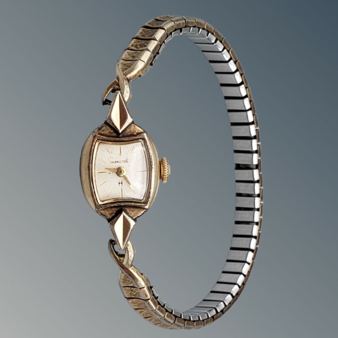 Vintage Ladies Hamilton 10K Gold Filled Square Wind Up Watch | eBay