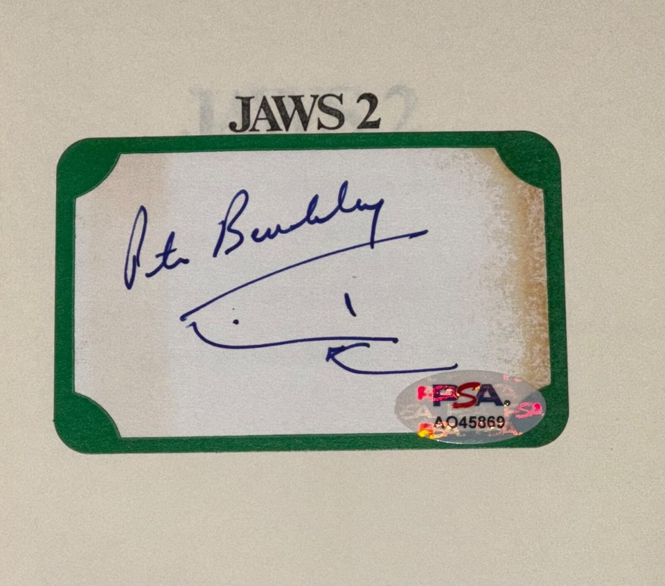 Peter Benchley "JAWS 2" Signed Autographed Book Auto w/ Sketch PSA Rare ...
