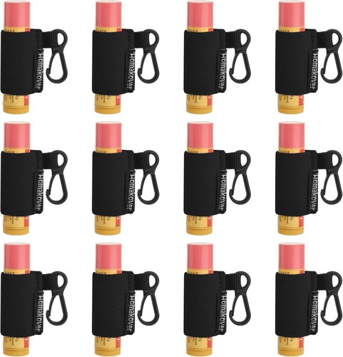 Homakover 12 Pack Compact Clip-On Lipstick Holder Keychain, Lip Balm ...