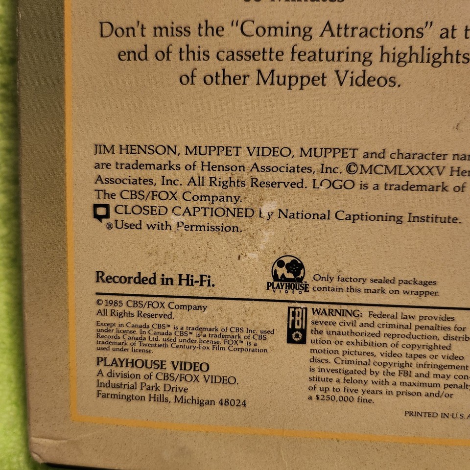 Jim Henson’s Muppets Country Music (VHS 1985) Playhouse Video Johnny ...