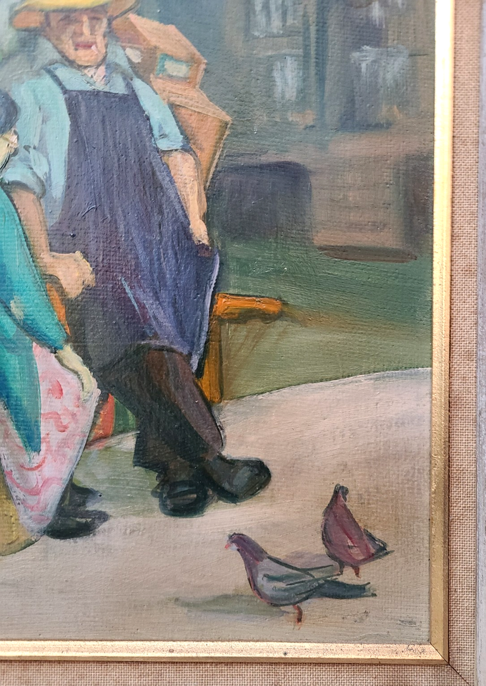 American NY Ashcan Artist Cecil Bell "Peanut Vendors" Oil on Board ...