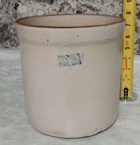 Vintage Ruckel's Stoneware Blue-Stamped Ivory Glazed One Gallon Crock ...