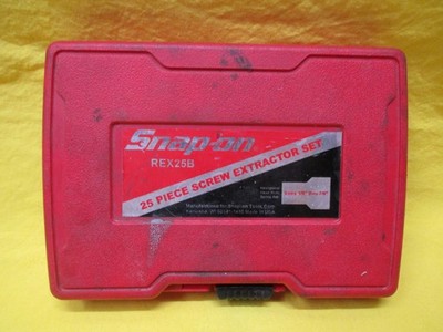 Snap On Tools REX25B 25 Piece Screw Extractor Set In Case 1/8" thru 7/8 ...