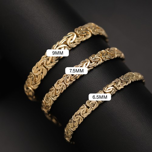 10K GOLD Shiny Byzantine Chain Bracelet Fancy Lock All Sizes Yellow ...