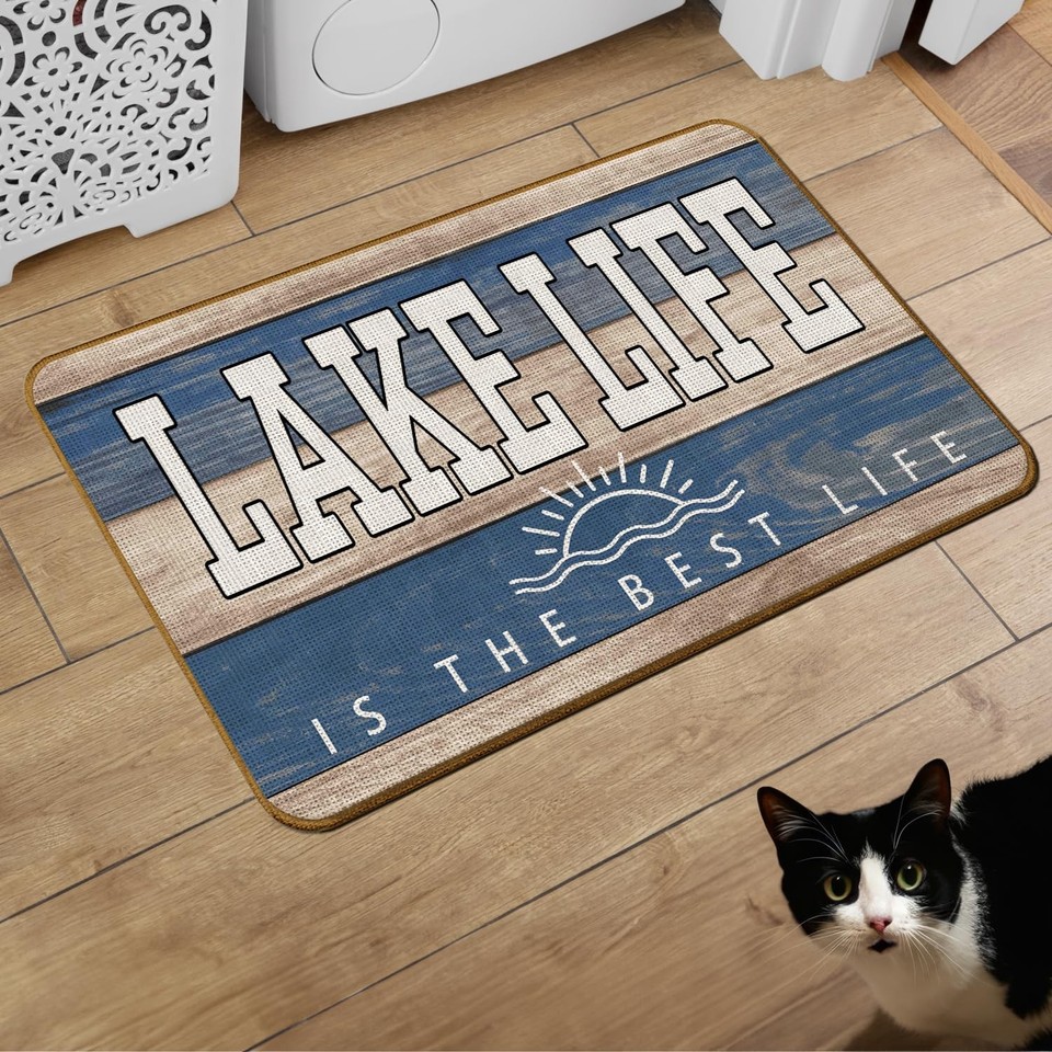 Lake Life is Better at Lake Doormat,Lake House Indoor Outdoor Non-Slip ...