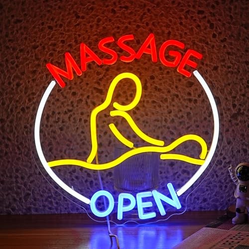 Massage Open Neon Sign USB LED Massage Relax Pattern Neon Red White ...