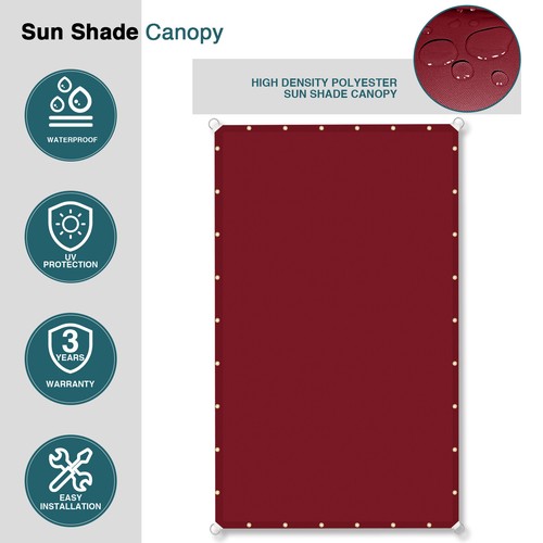 8'-15'(W)Waterproof Sun Shade Sail Rectangle Straight Edge Canopy Cover ...