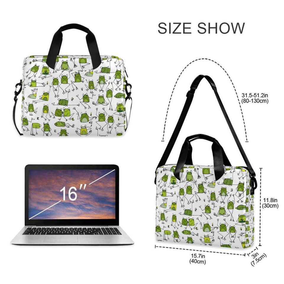 Laptop Bag Funny Frogs Sketch Briefcases Messenger Shoulder Bags for 15 ...