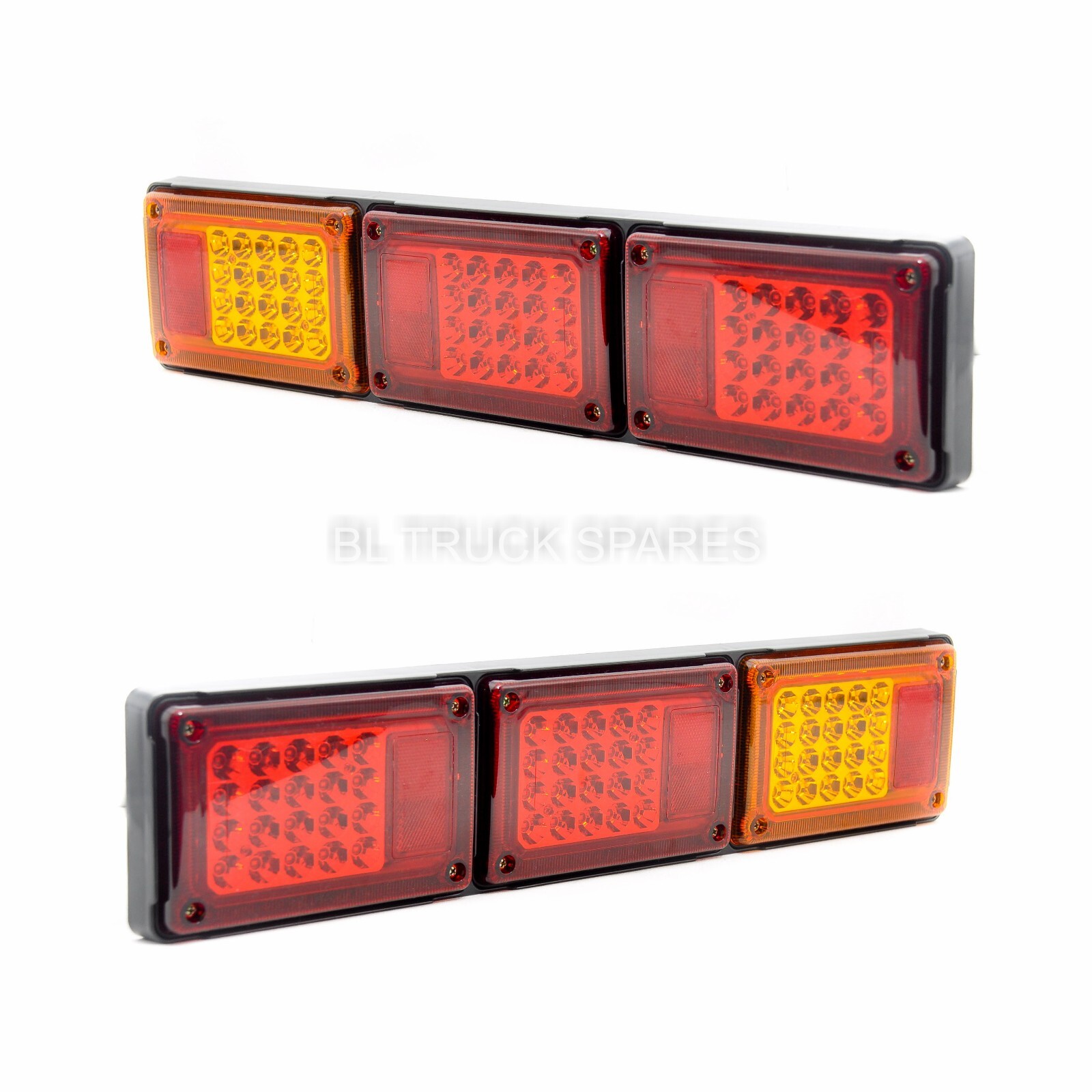 2 x JUMBO 12V / 24V LED TRUCK TRAILER TAIL LIGHT (RED, RED, AMBER ...