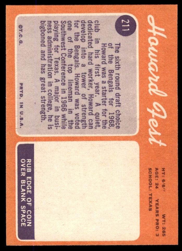 1970 Topps #211 Howard Fest NM+ **AA-4660** | eBay