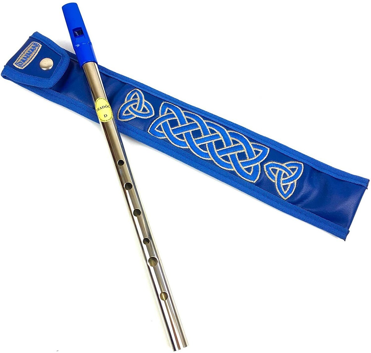 Tin Whistle Feadóg Traditional Irish In D - Blue Brass Whistle Made In ...