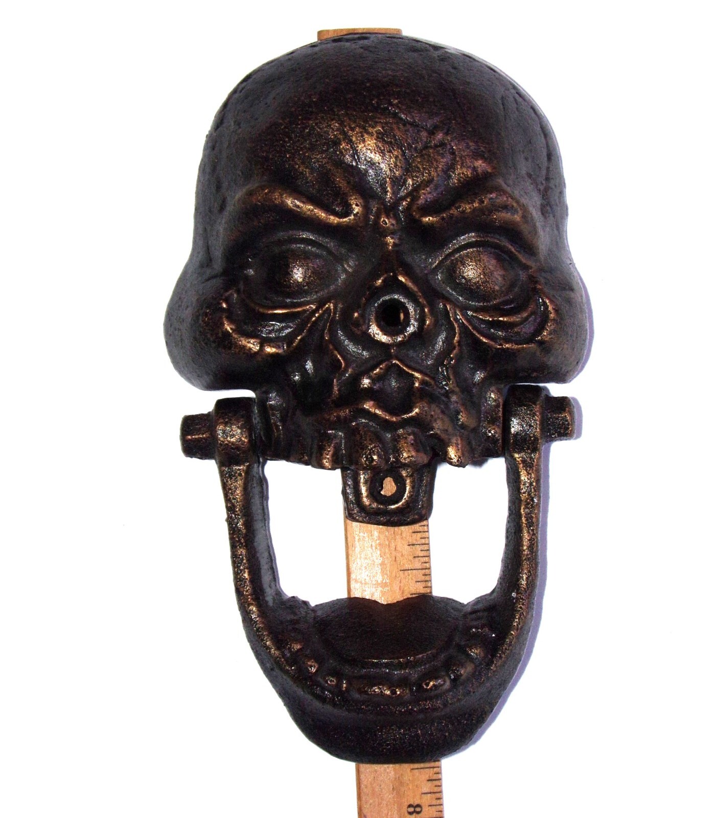 Skull Door Knocker Cast Iron Head Moveable Jaw Gothic Halloween ...