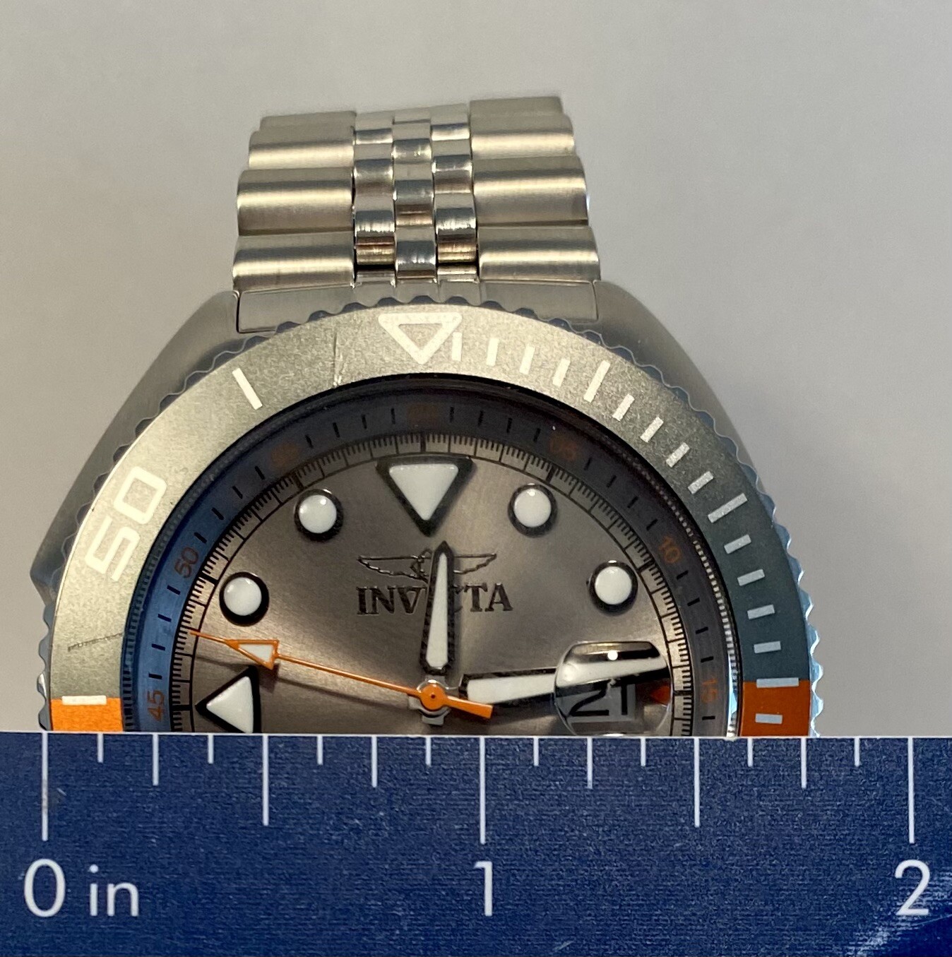 Invicta Sea Wolf Gray/Orange/Silver-tone Bracelet Auto 47mm Pro Diver ...