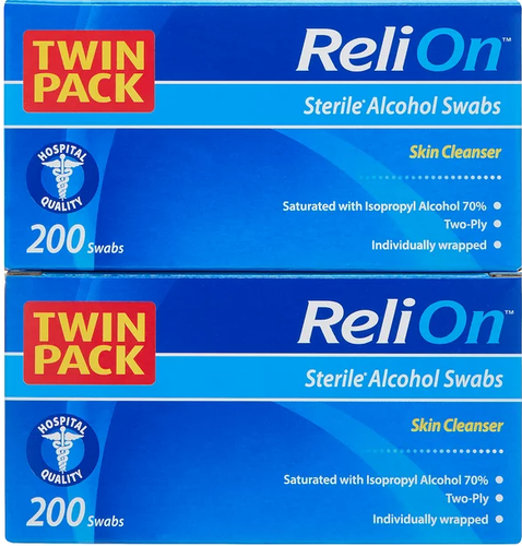 ReliOn Sterile Alcohol Swabs, Twin Pack, 400 Count | eBay