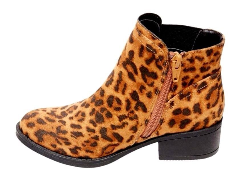 NEW STEVIES LEOPARD ANKLE GIRLS BOOTS SIDE ZIP SIZE 5 | eBay