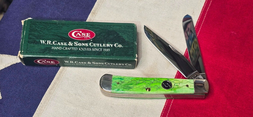 2004 Case XX Green Barbed Wire Jigged Bone 4.25" Trapper Knife 6254 SS ...