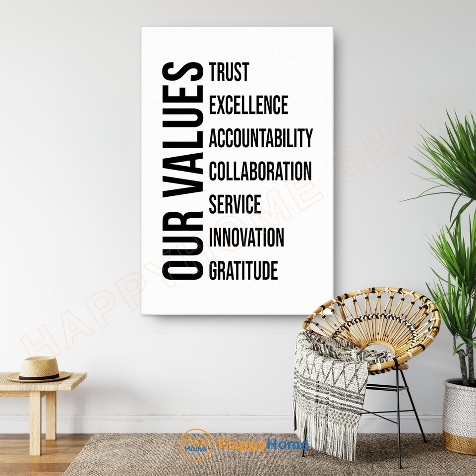 Our Values Wall Art Bussiness Core Values Office Decor Entrepreneur ...