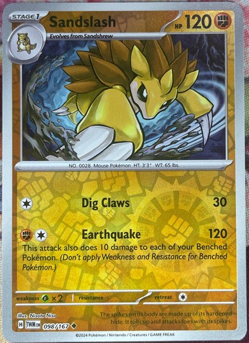 Pokemon TCG - Sandslash Reverse Holo - 098/167 - Twilight Masquerade | eBay