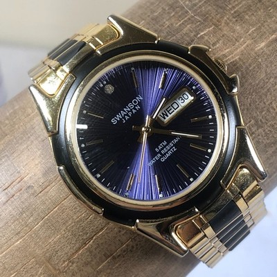 Swanson Women MH9086G-7678 Blue Dial Day Date Two Tone Quartz 29mm ...