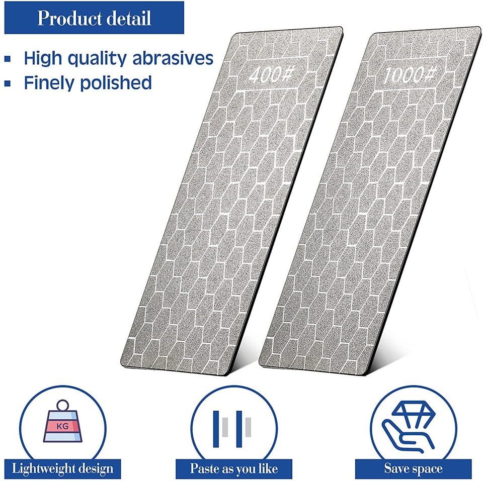 3PCS 400 600 1000 Grit Diamond Knife Sharpening Plate Honing Bench ...