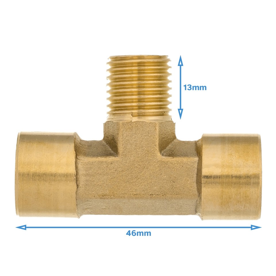 Brass 1/4" FMF Male Female BSP 3 Way Tee Pipe Connector Splitter ...